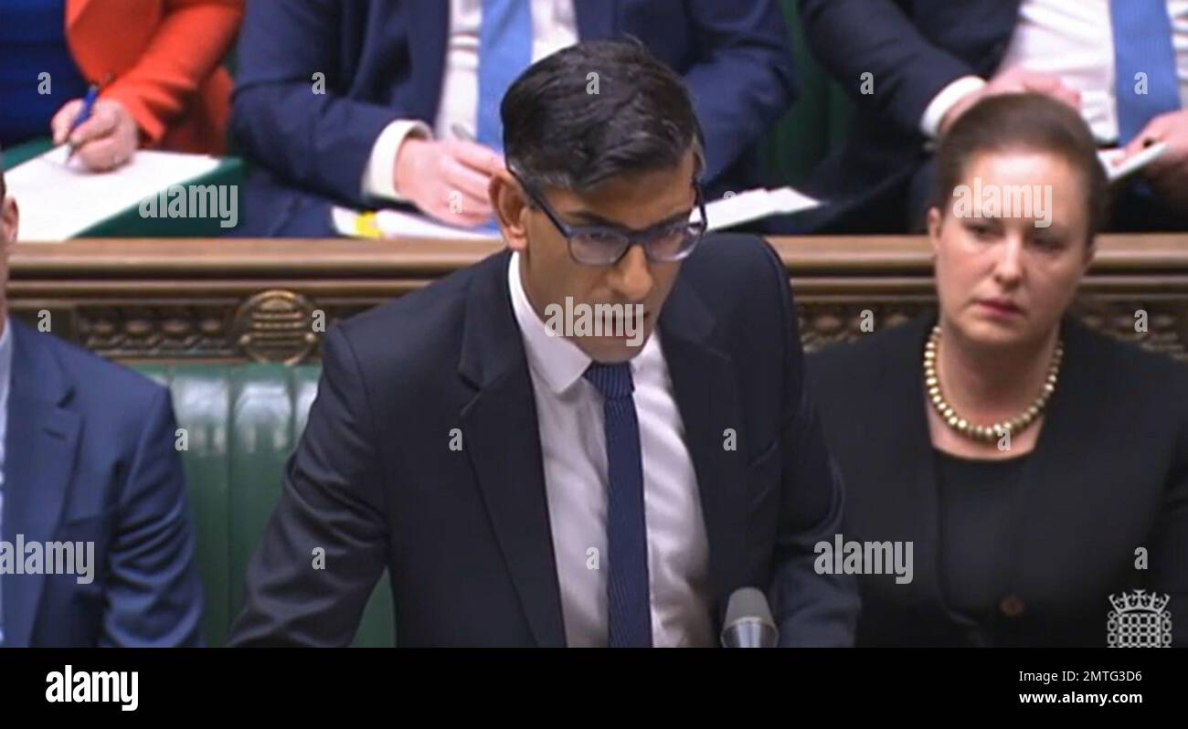 Prime Minister Rishi Sunak speaks during Prime Minister's Questions in ...
