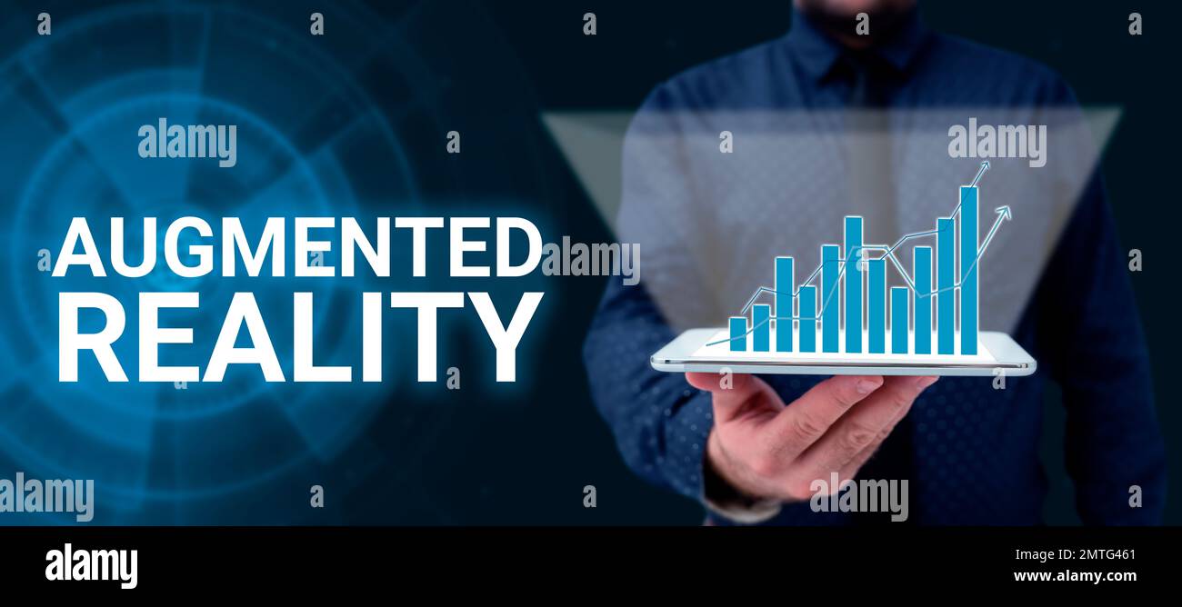 Sign displaying Augmented Reality. Word Written on technology that ...