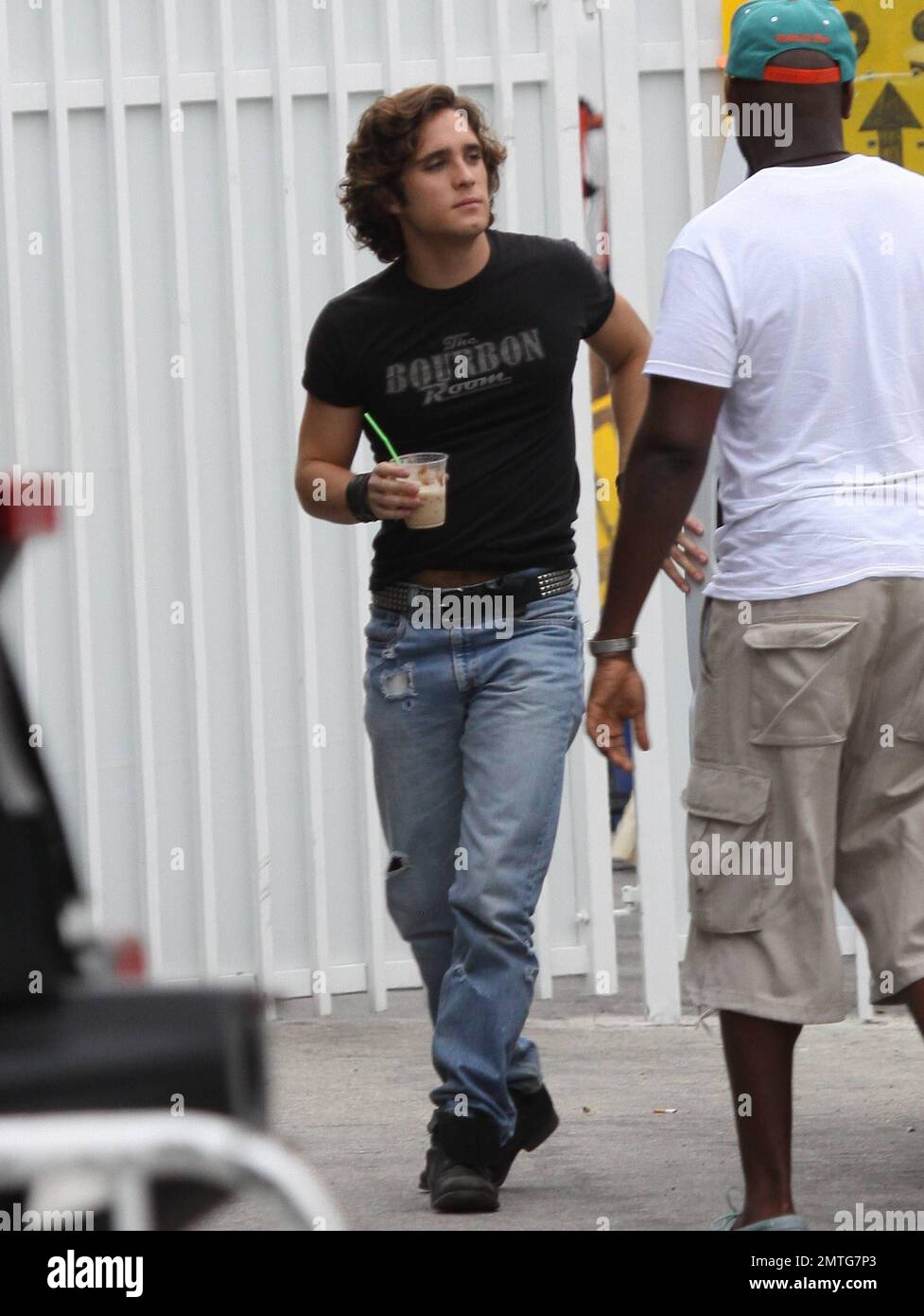 Diego Boneta leaves the wardrobe trailer dressed as his character Drew ...