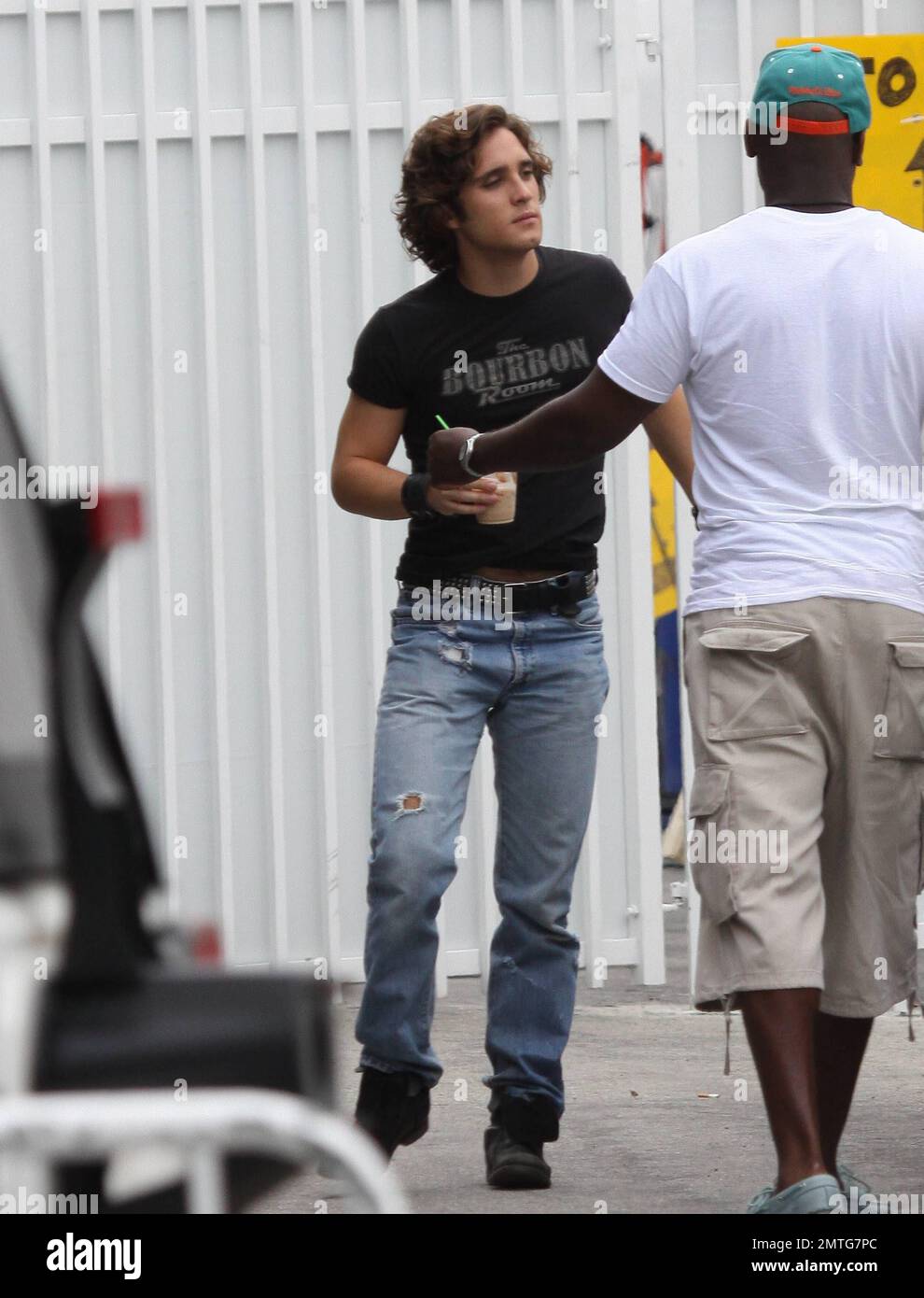 Diego Boneta leaves the wardrobe trailer dressed as his character Drew ...