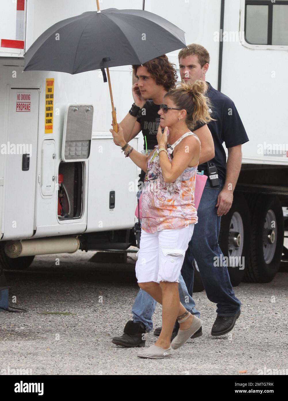 Diego Boneta leaves the wardrobe trailer dressed as his character Drew ...