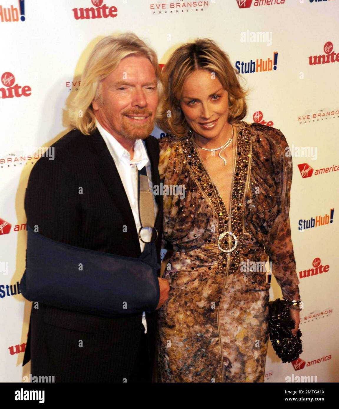 Sir Richard Branson and Sharon Stone at the Rock The Kasbah Gala to ...
