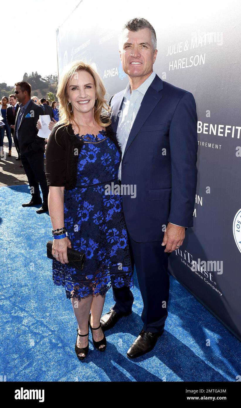 Bob Geren, right, and guest arrive at the Los Angeles Dodgers ...
