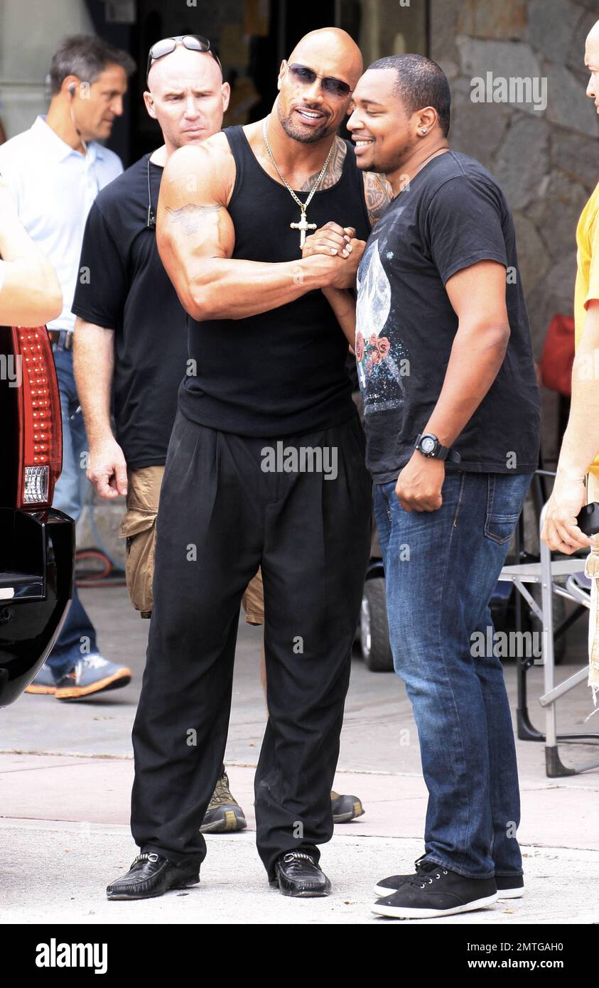 The Rock and Mark Wahlberg were seen on set filming scenes for their ...