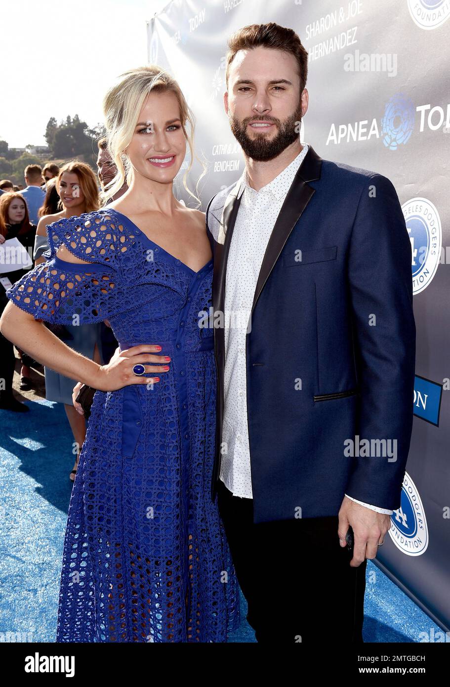 Lily Morrow, left, and Brandon Morrow arrive at the Los Angeles Dodgers ...