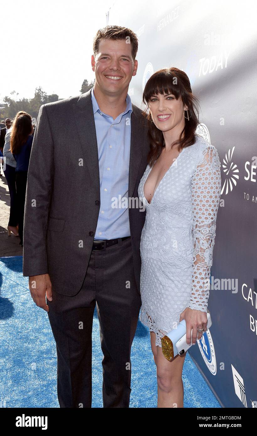 Rich Hill, left, and Caitlin McClellan arrive at the Los Angeles ...