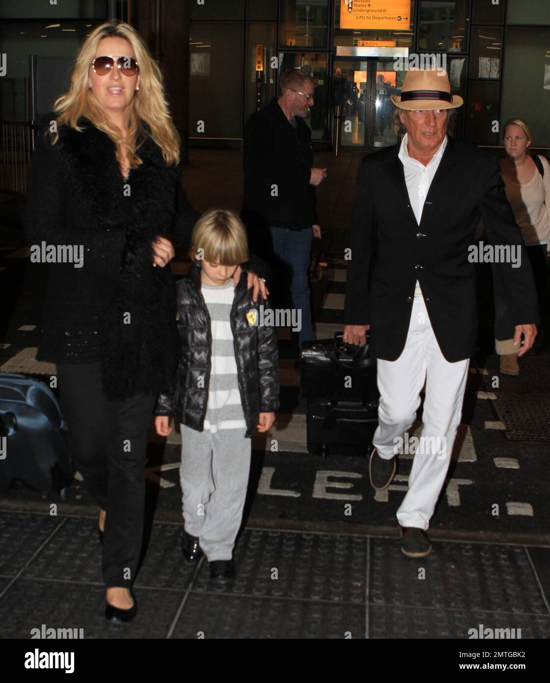 Rod Stewart, Penny Lancaster and sons Aiden and Alistair arrive at ...