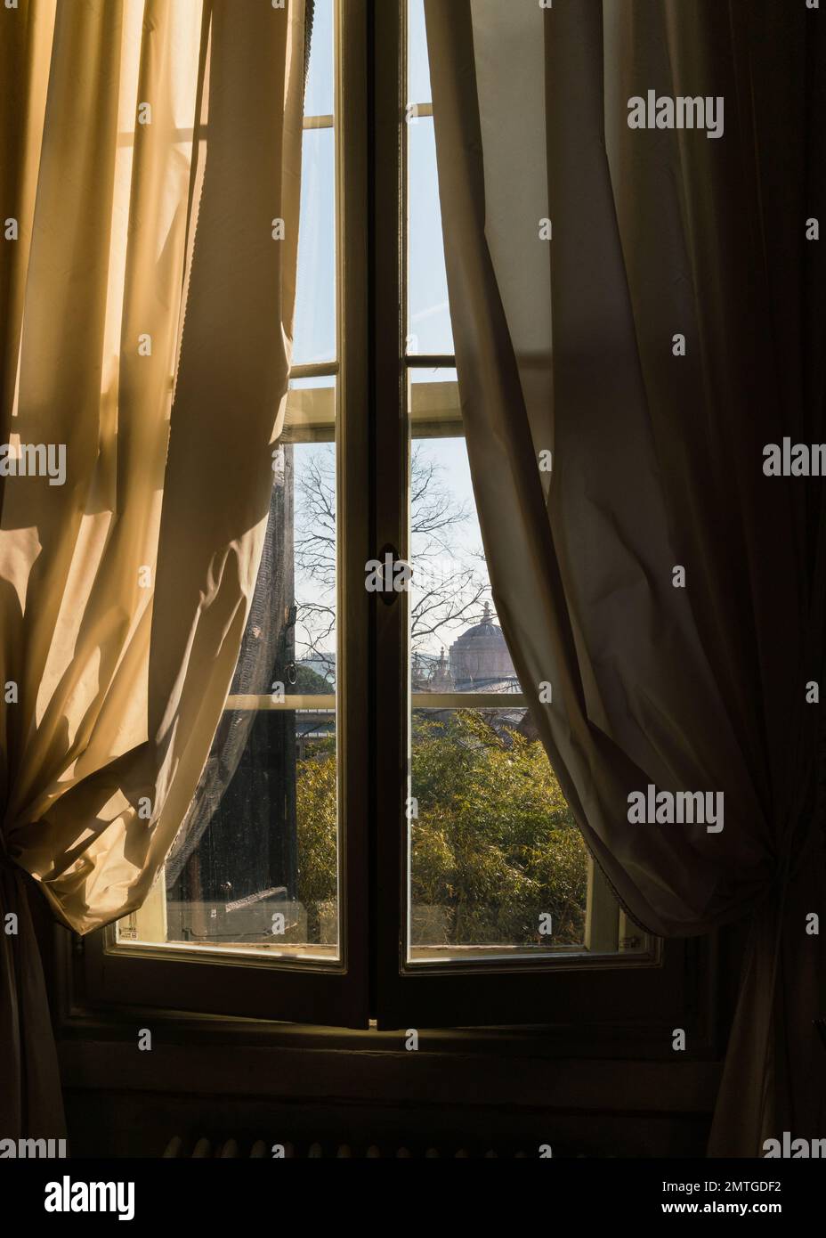 Old window and curtain in Venetian palace in Venice, Italy Stock Photo ...
