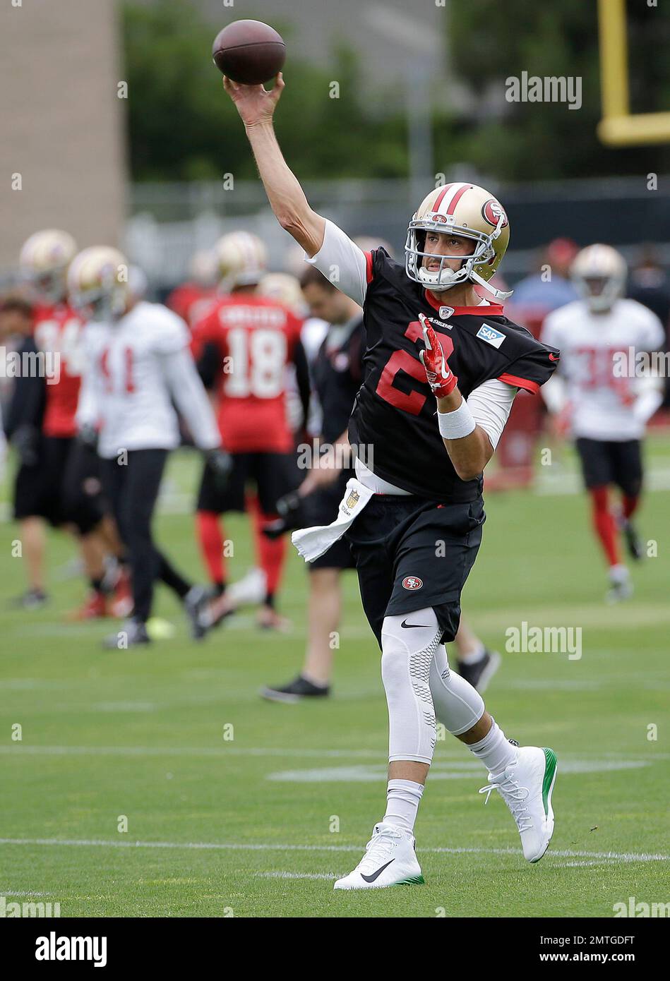 San Francisco 49ers' Brian Hoyer throws during the team's organized ...