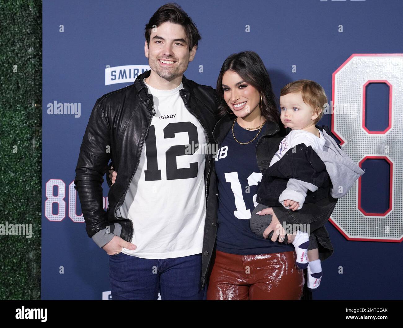 (L-R) Jared Haibon, Ashley Iaconetti Haibon and Son at the 80 FOR BRADY ...