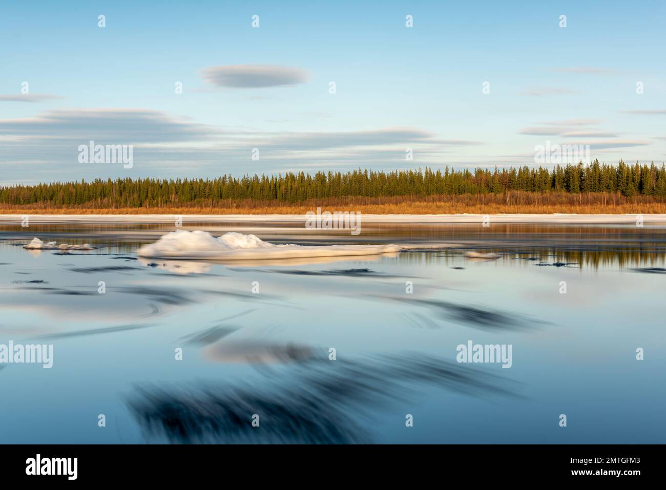 The movement of the flow of water with ice on the ice drift of the ...