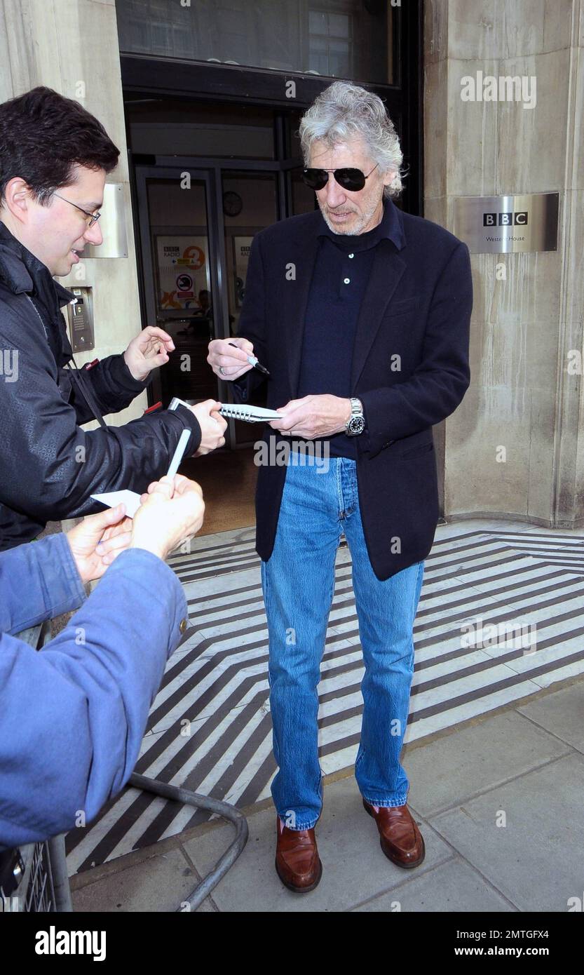 Pink Floyd's Roger Waters signs autographs as he arrives at BBC Radio 2 ...