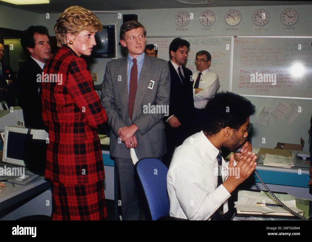Princess Diana, the Princess of Wales, talks with Christopher Denne ...