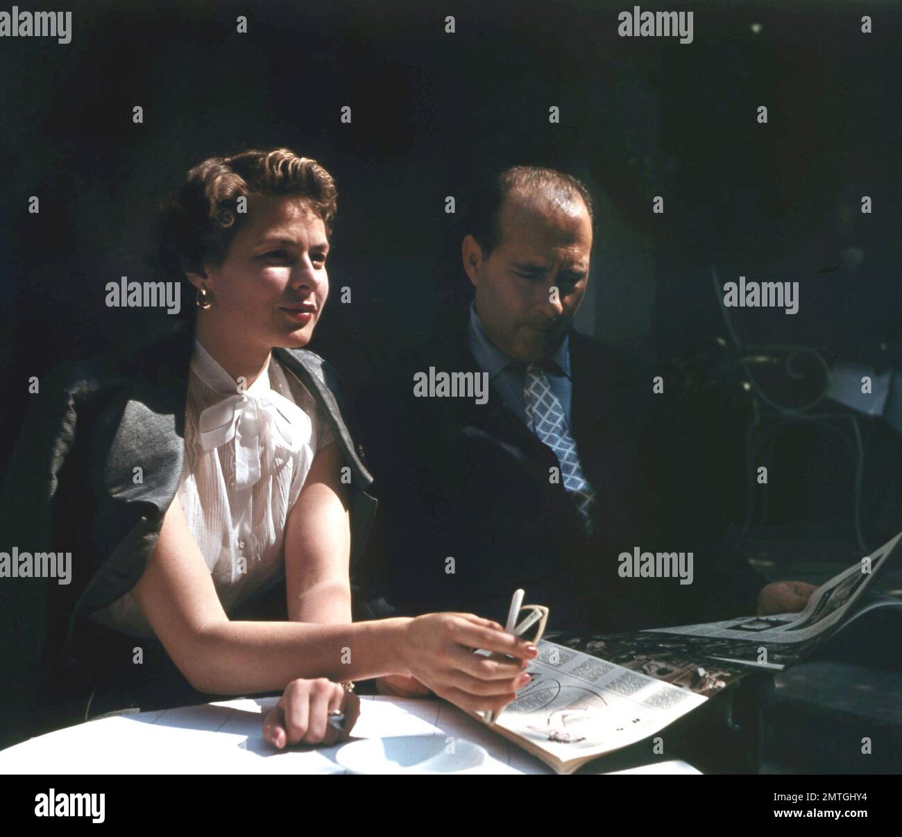 The Swedish actress Ingrid Bergman with her husband Roberto Rossellini ...