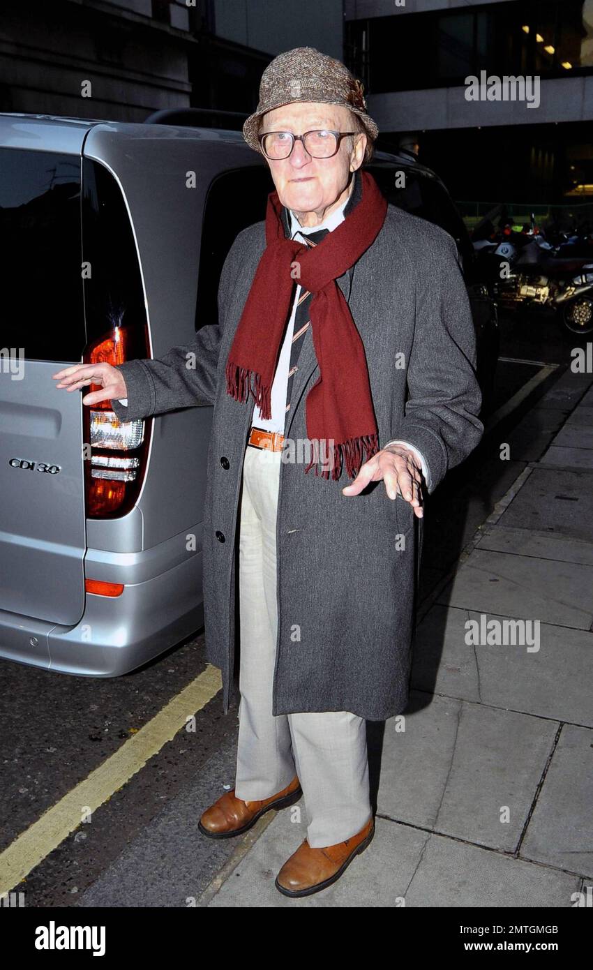 Ron Moody, 86, poses for photos outside BBC Radio 2. Moody was the ...