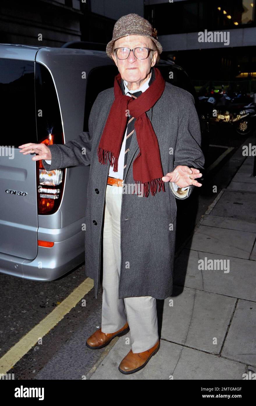 Ron Moody, 86, poses for photos outside BBC Radio 2. Moody was the ...