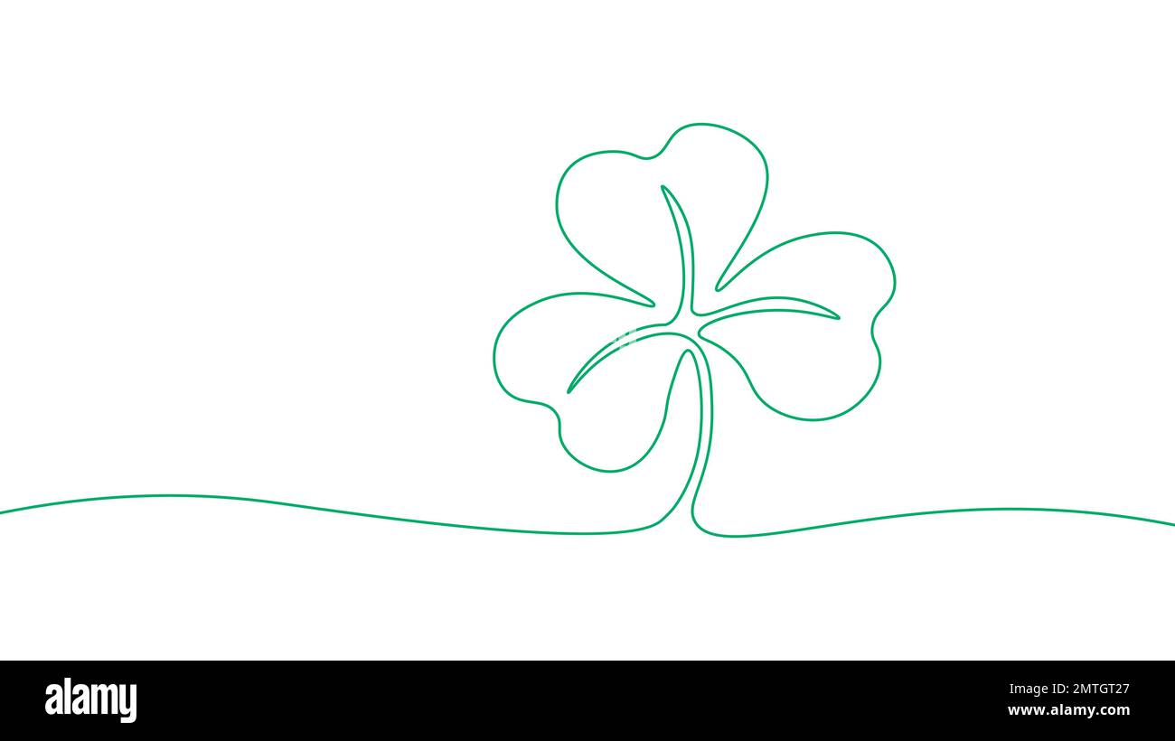 One line continuous lucky four leaves clover symbol concept. Silhouette ...