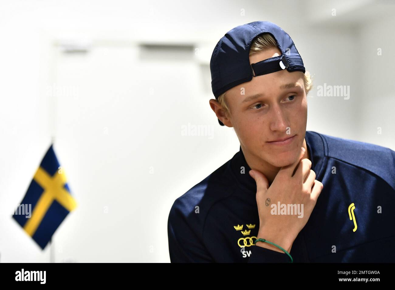 Tennis player Leo Borg during a press conference in the Royal Tennis ...