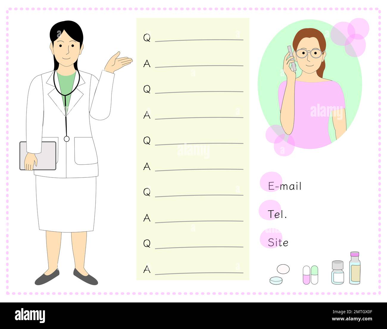 A female doctor giving a piece of advice to women, white background ...