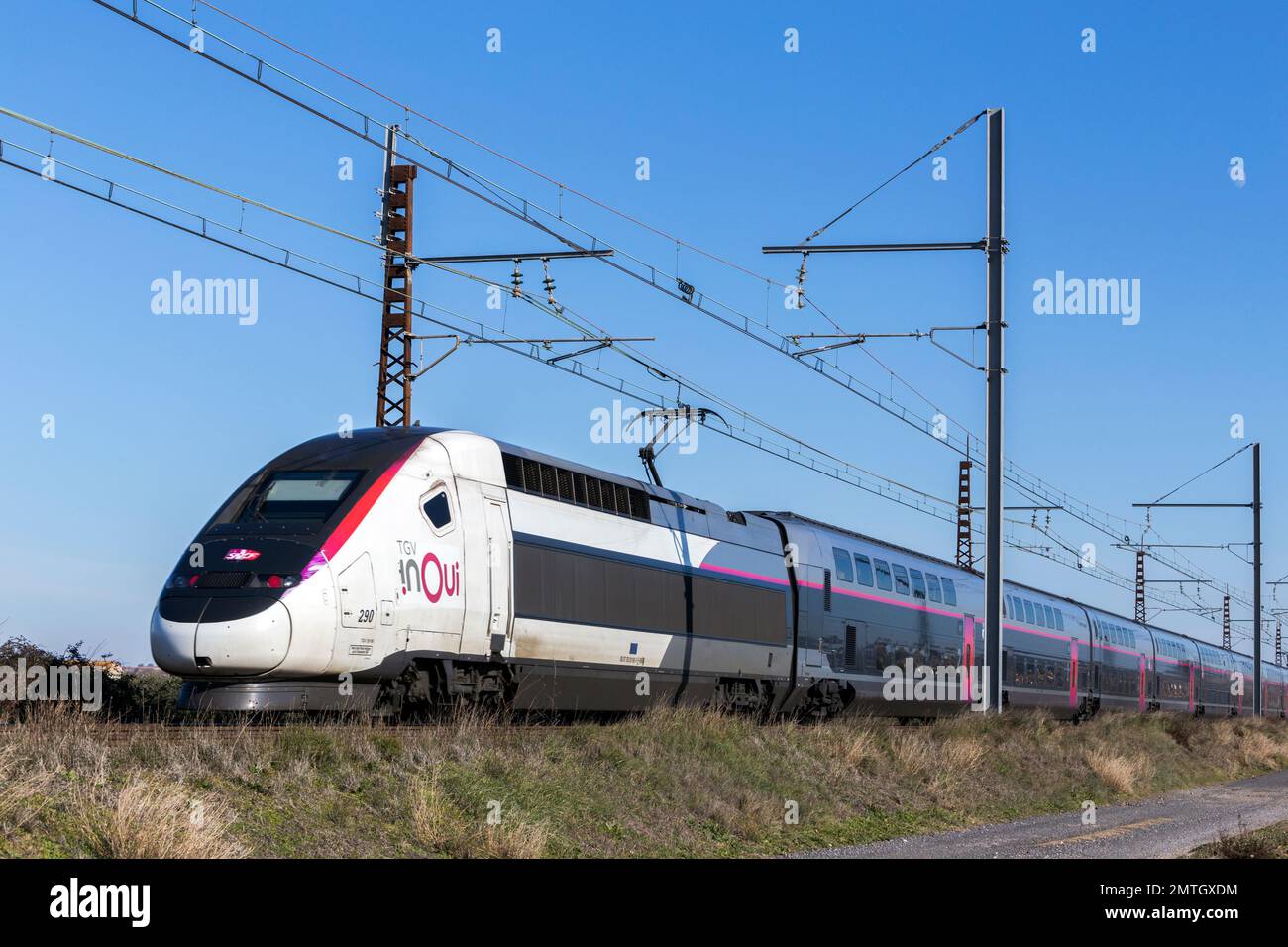 TGV Inoui train : Rail passenger transport between Beziers and Narbonne ...