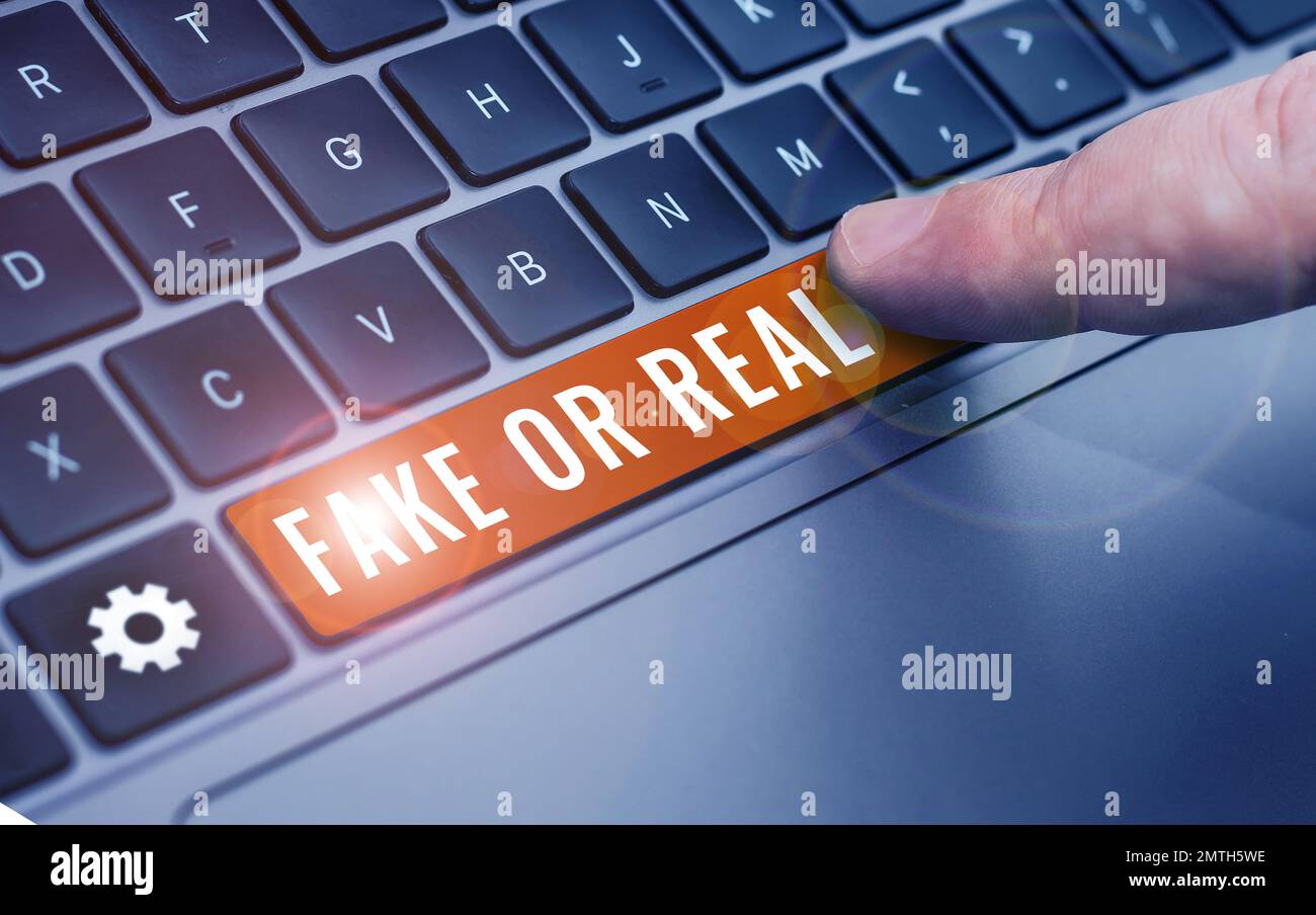 Writing displaying text Fake Or Real. Business concept difference ...