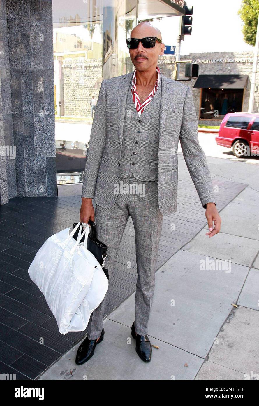 EXCLUSIVE!! RuPaul (aka RuPaul Andre Charles) looks debonaire in a grey ...