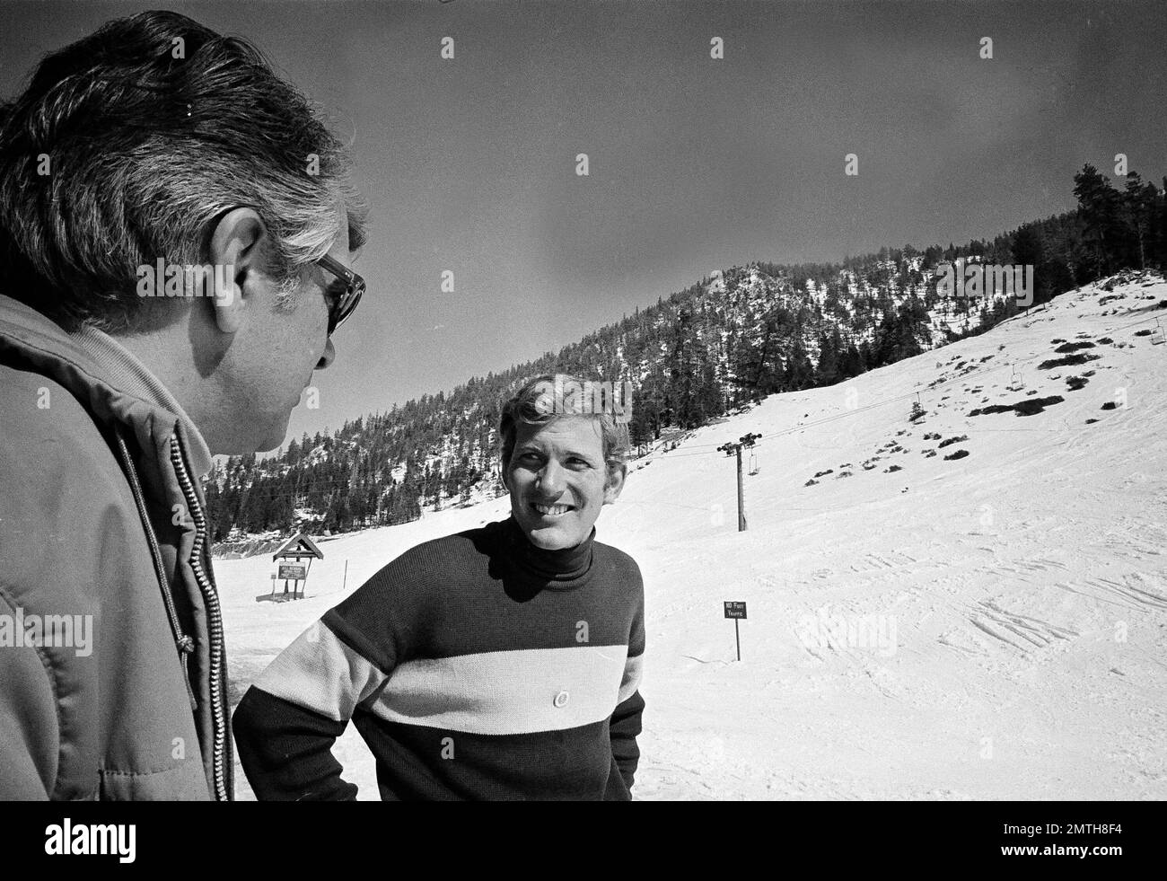 Spider Sabich of Kyburz, Calif., talks with a newsman at Heavenly ...