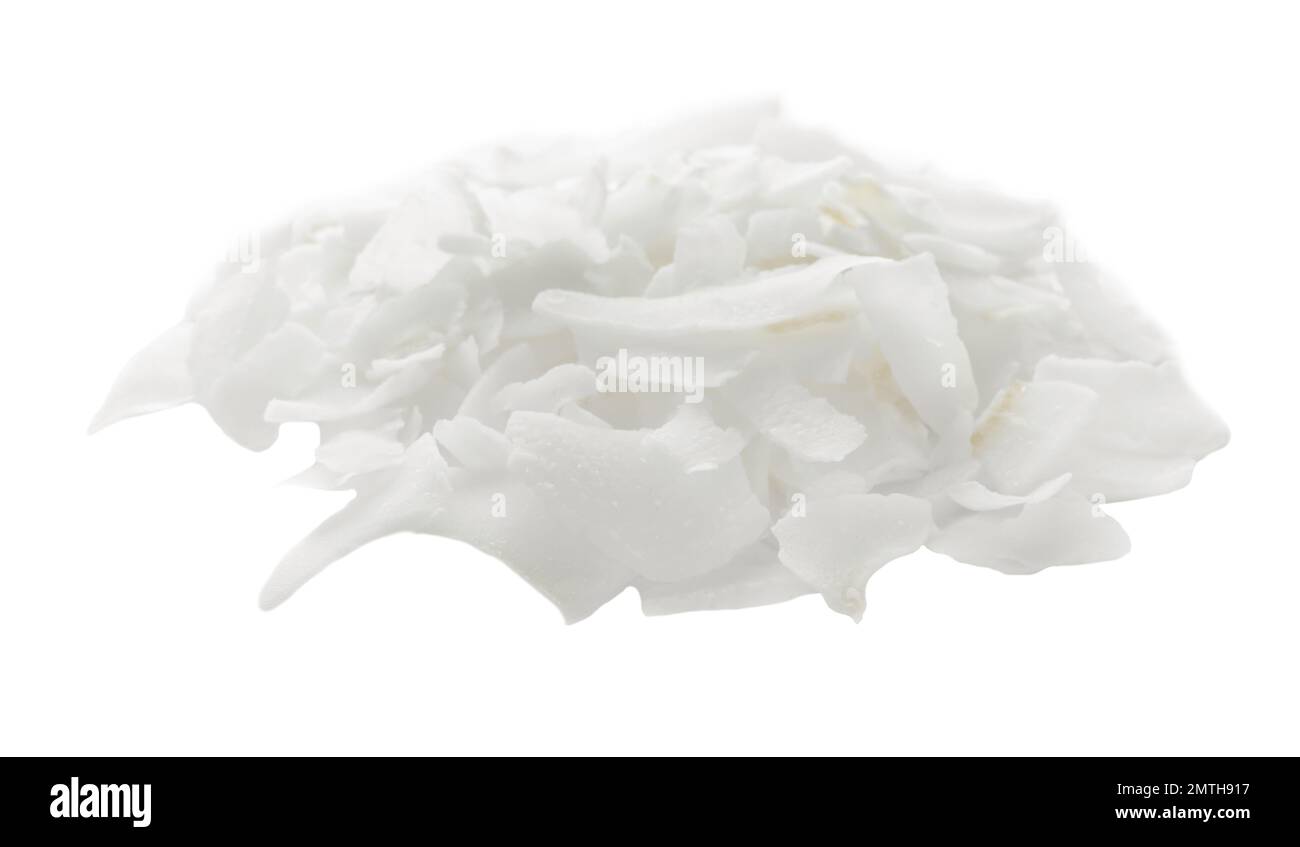 Heap of fresh coconut flakes isolated in white Stock Photo - Alamy