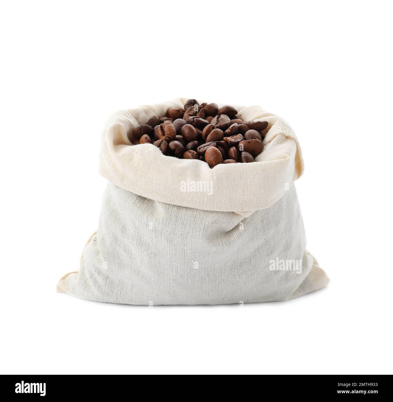 Cotton eco bag with coffee beans isolated on white Stock Photo - Alamy