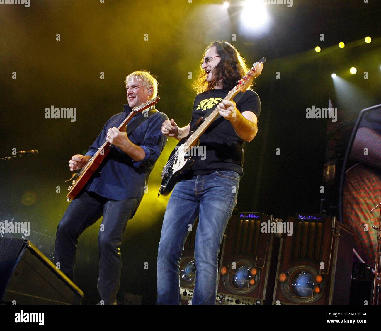 Legendary rock band Rush perform live at Cruzan Amphitheatre where lead ...