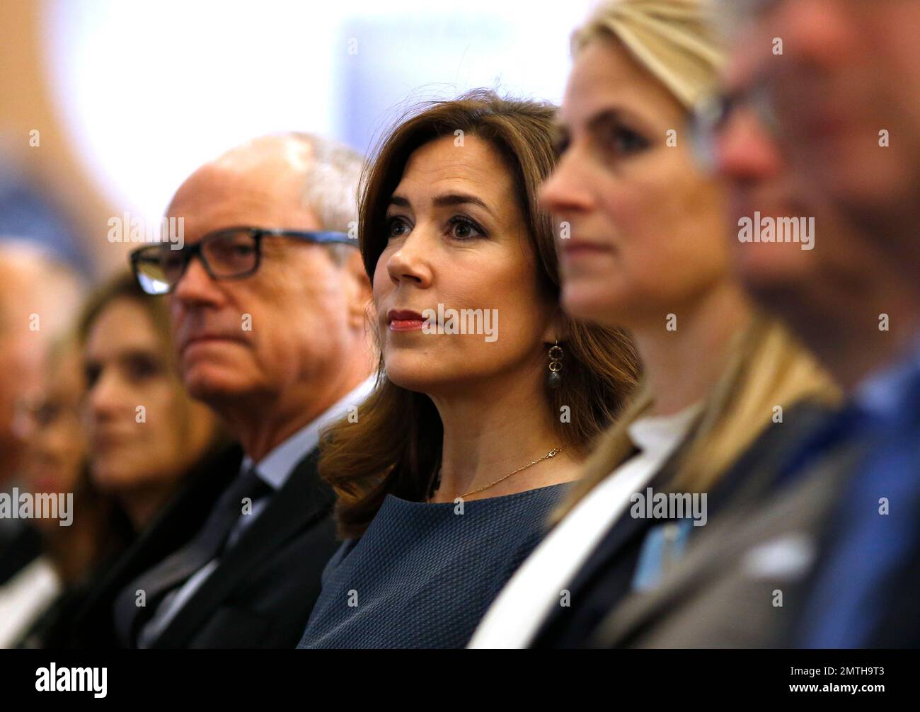 Crown Princess Mary of Denmark , center, attends an opening session of ...
