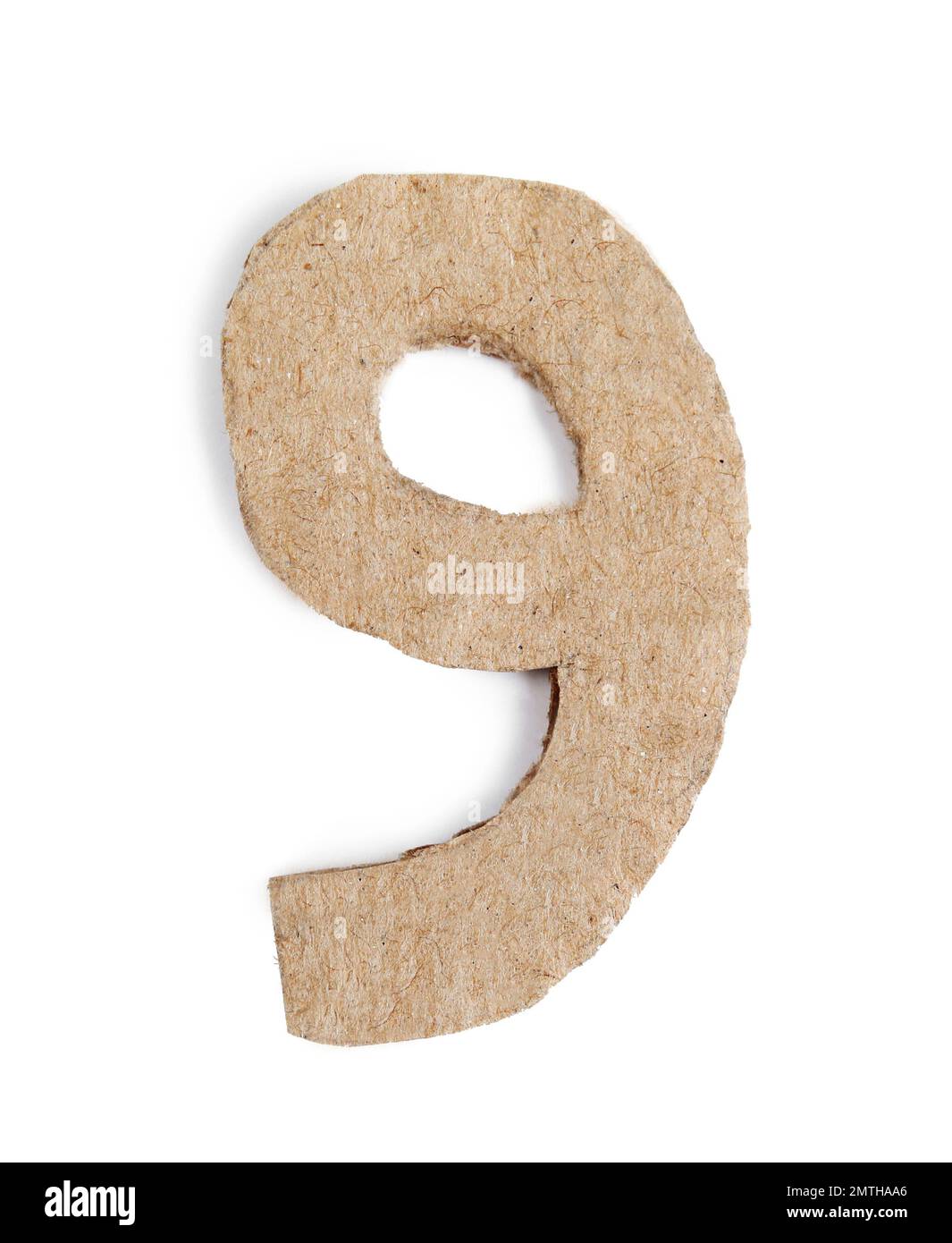 Number 9 made of cardboard isolated on white Stock Photo - Alamy