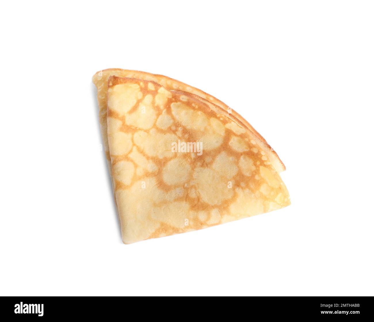 Folded fresh thin pancake isolated on white, top view Stock Photo - Alamy