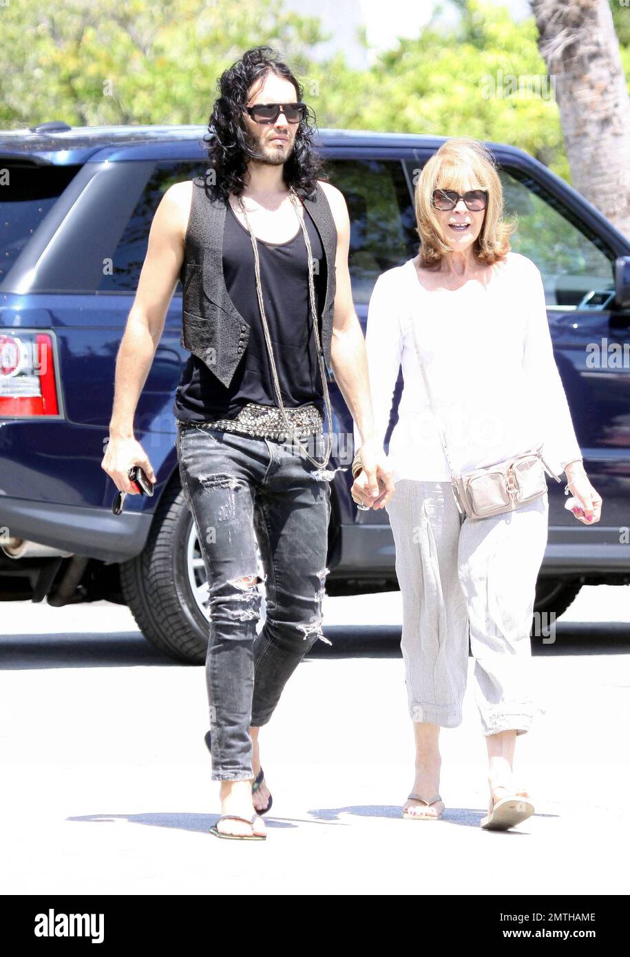 Russell Brand and his mother Barbara visit a local supermarket on his ...