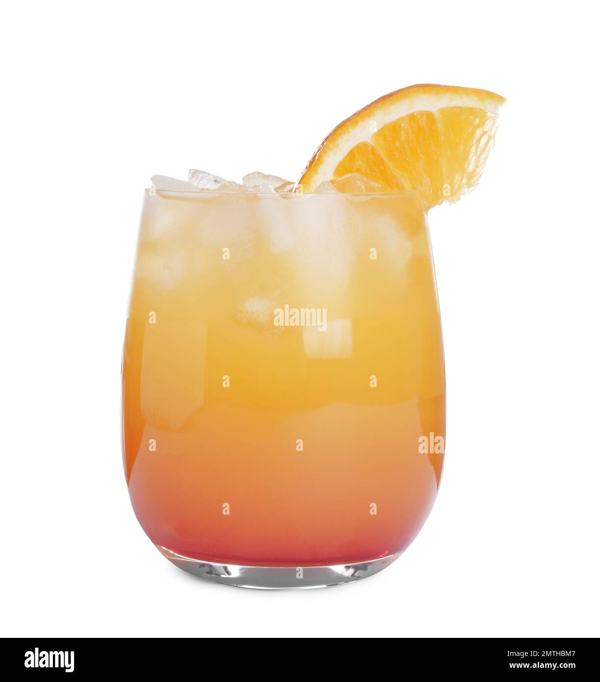 Fresh alcoholic Tequila Sunrise cocktail isolated on white Stock Photo ...