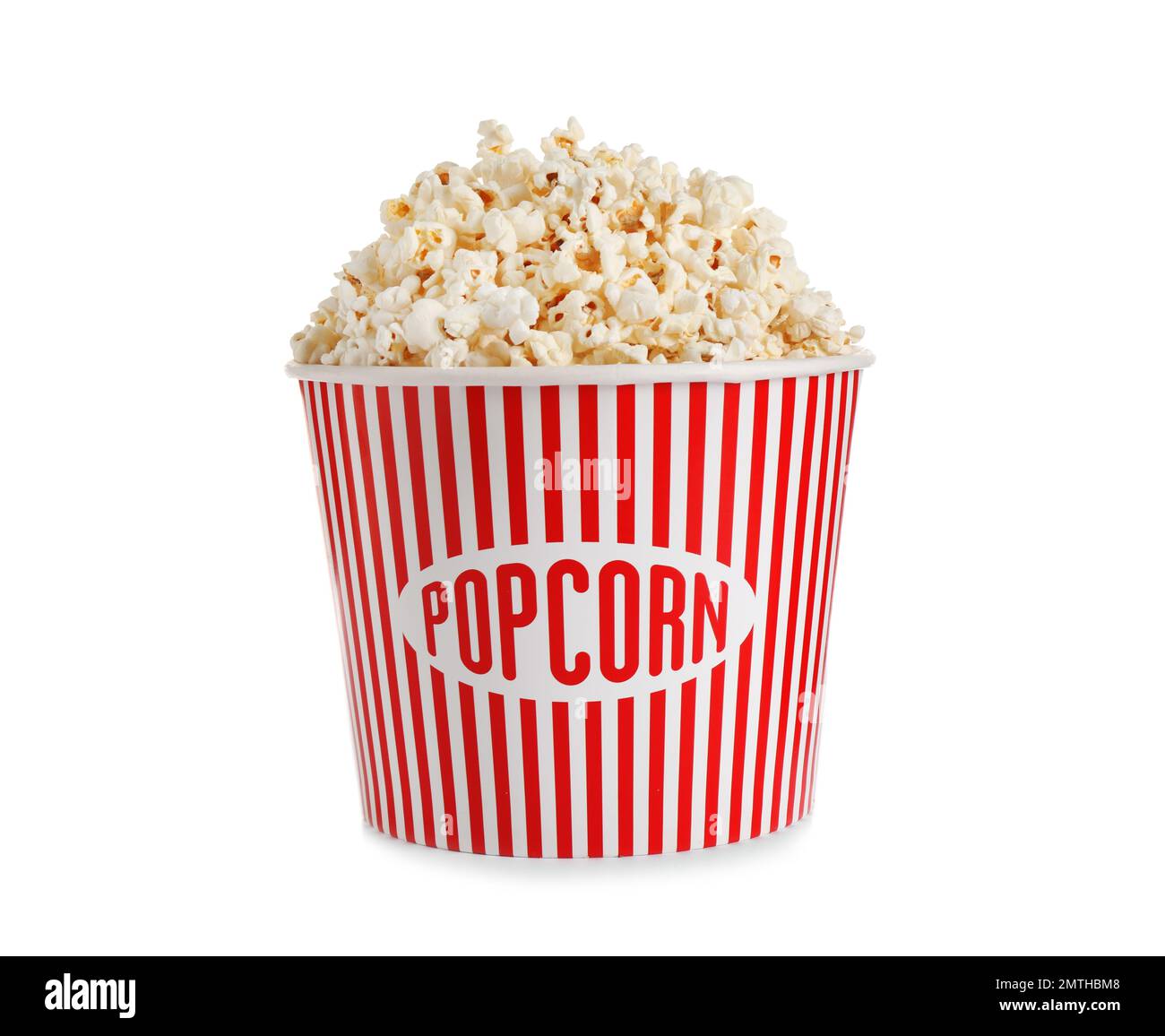 Delicious popcorn in paper bucket isolated on white Stock Photo - Alamy
