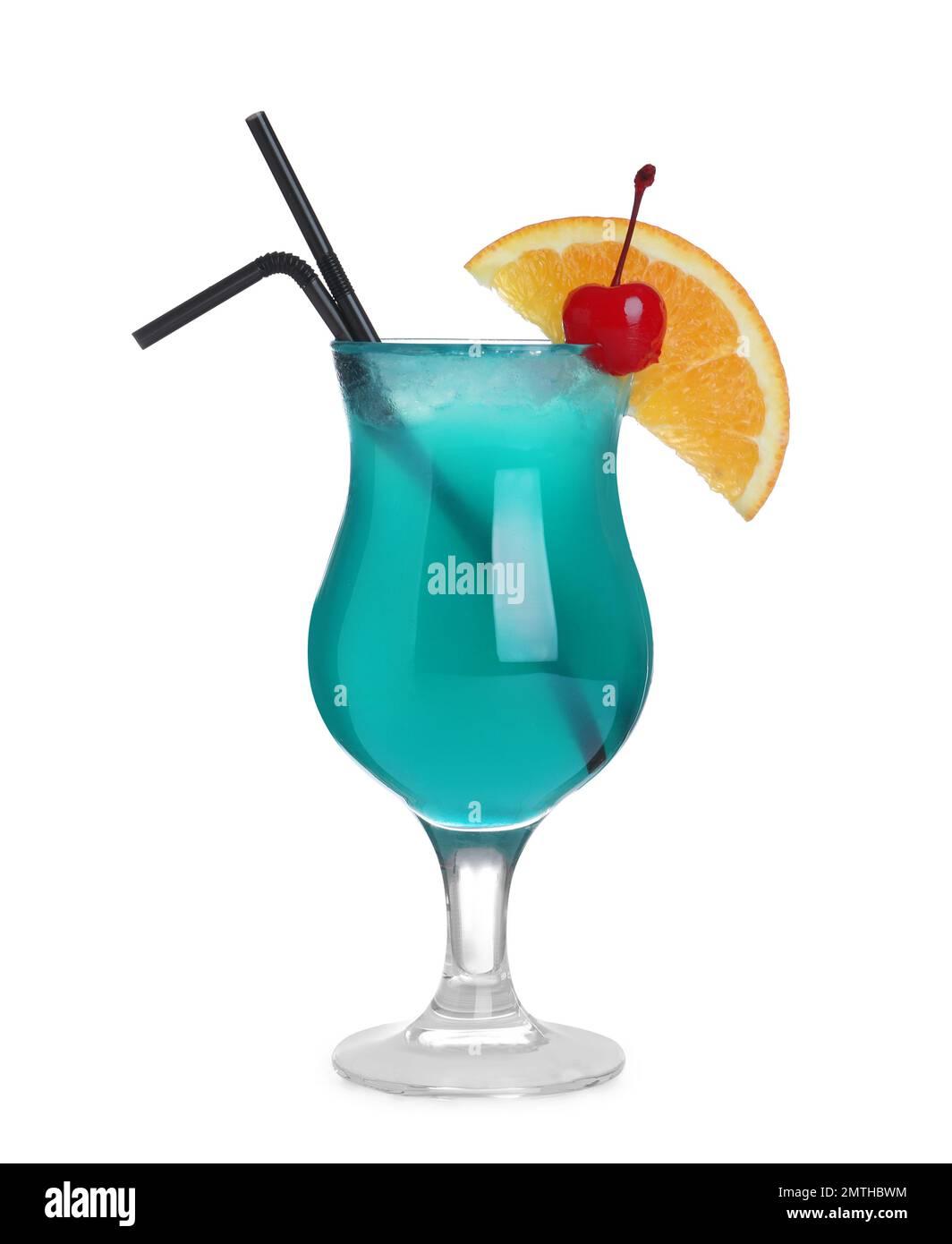Fresh alcoholic Blue Lagoon cocktail isolated on white Stock Photo - Alamy