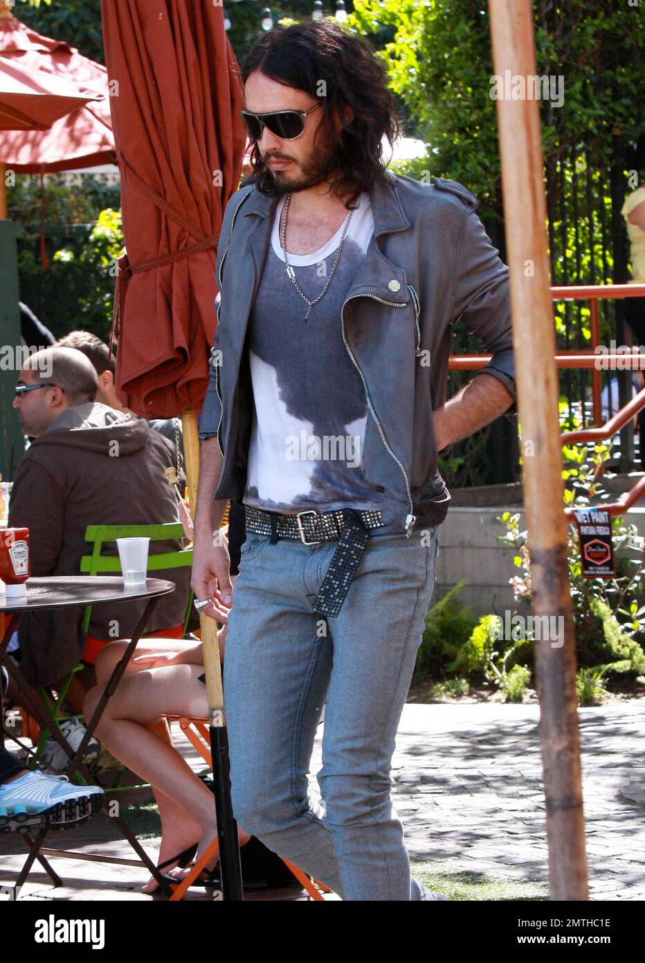 EXCLUSIVE!! British comedian Russell Brand poses with fans and gives a ...