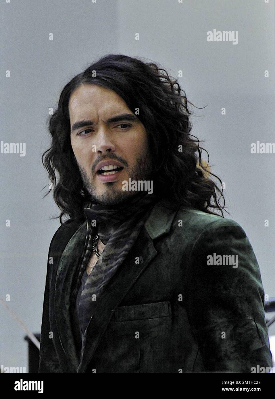 Russell Brand films his new movie "Get Him to the Greek" on set at NBC ...