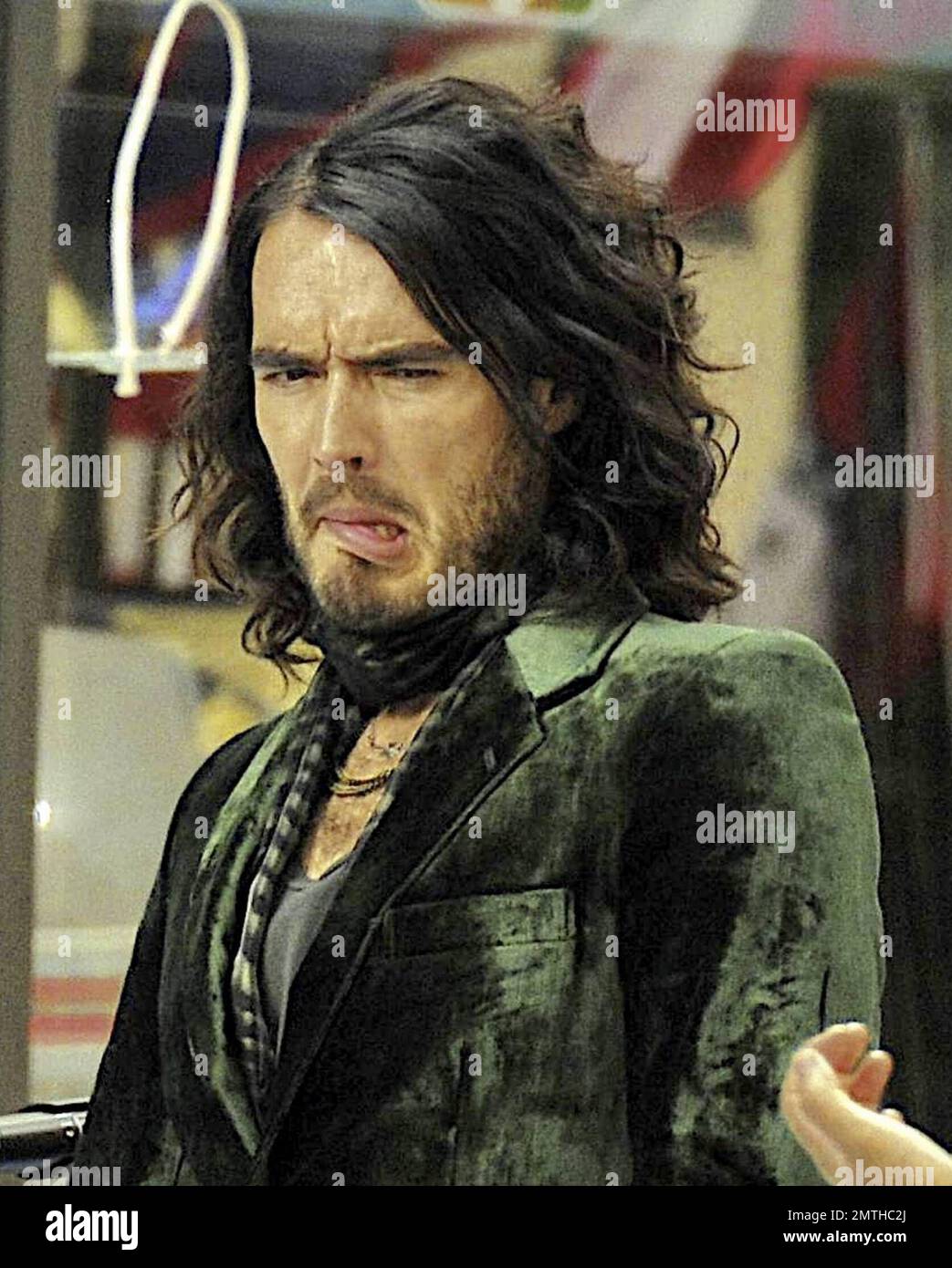 Russell Brand films his new movie "Get Him to the Greek" on set at NBC ...