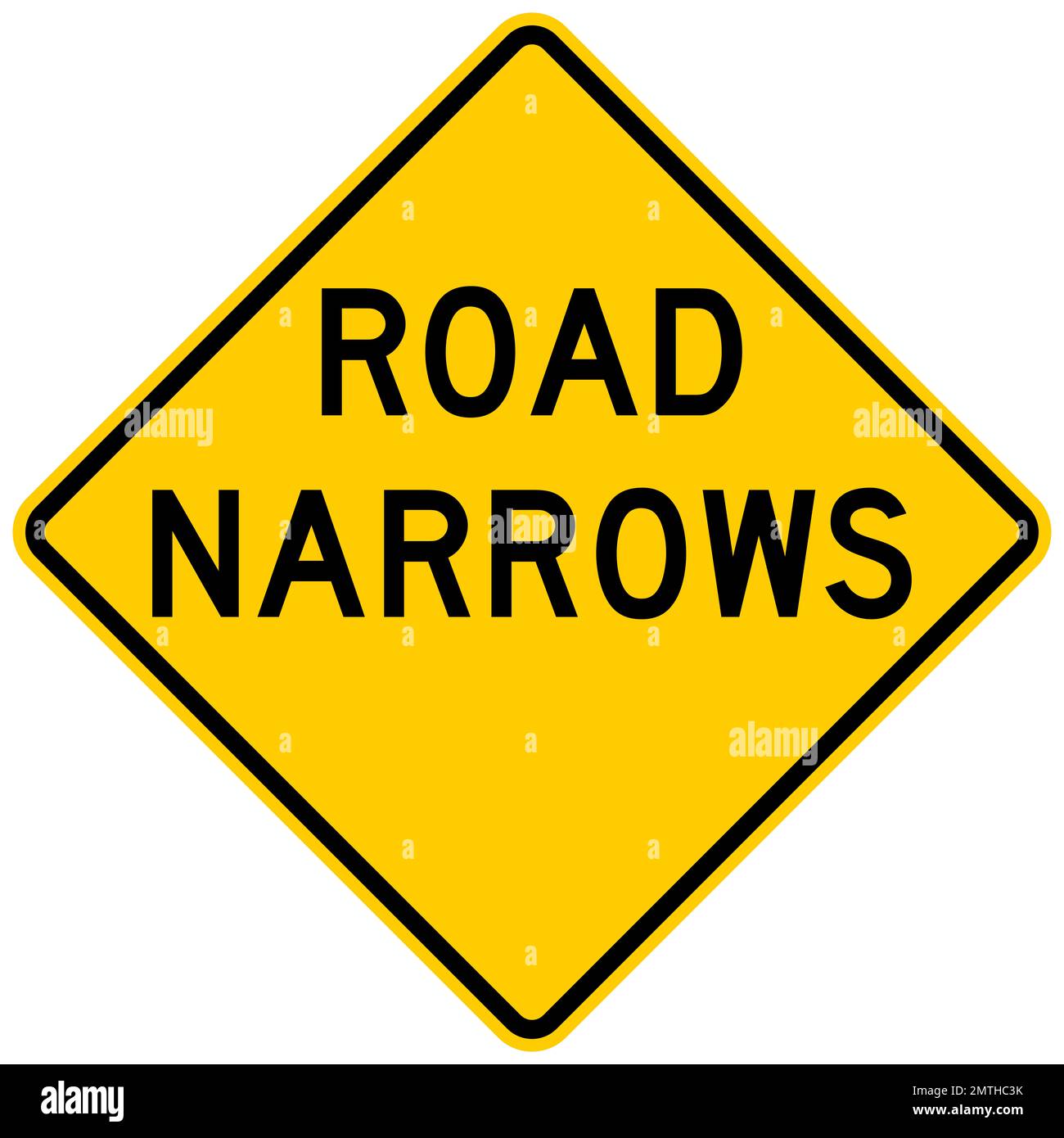 Road sign road narrowing Cut Out Stock Images & Pictures - Alamy