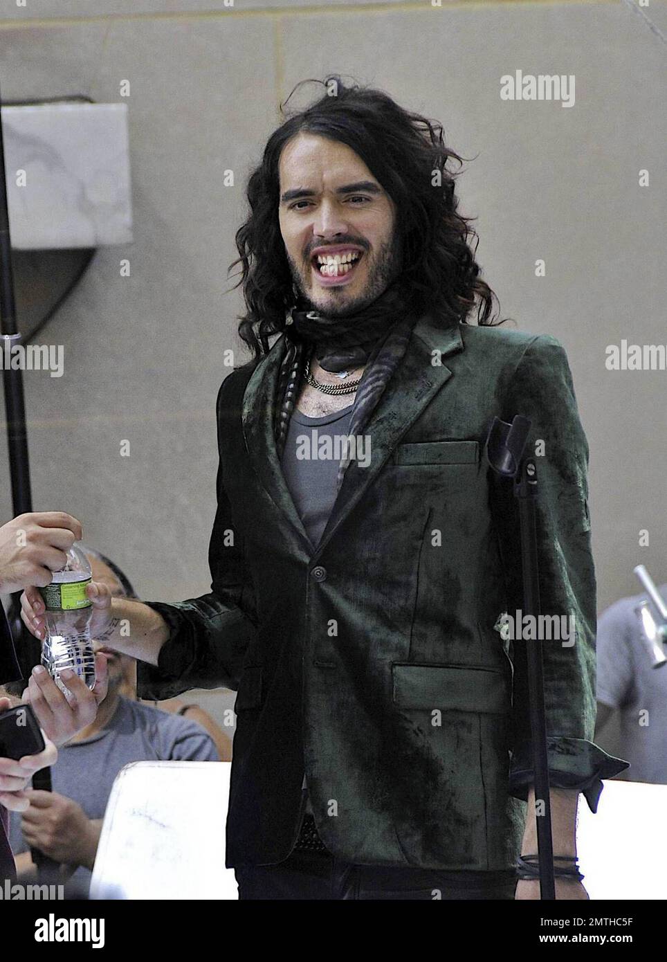 Russell Brand films his new movie "Get Him to the Greek" on set at NBC ...