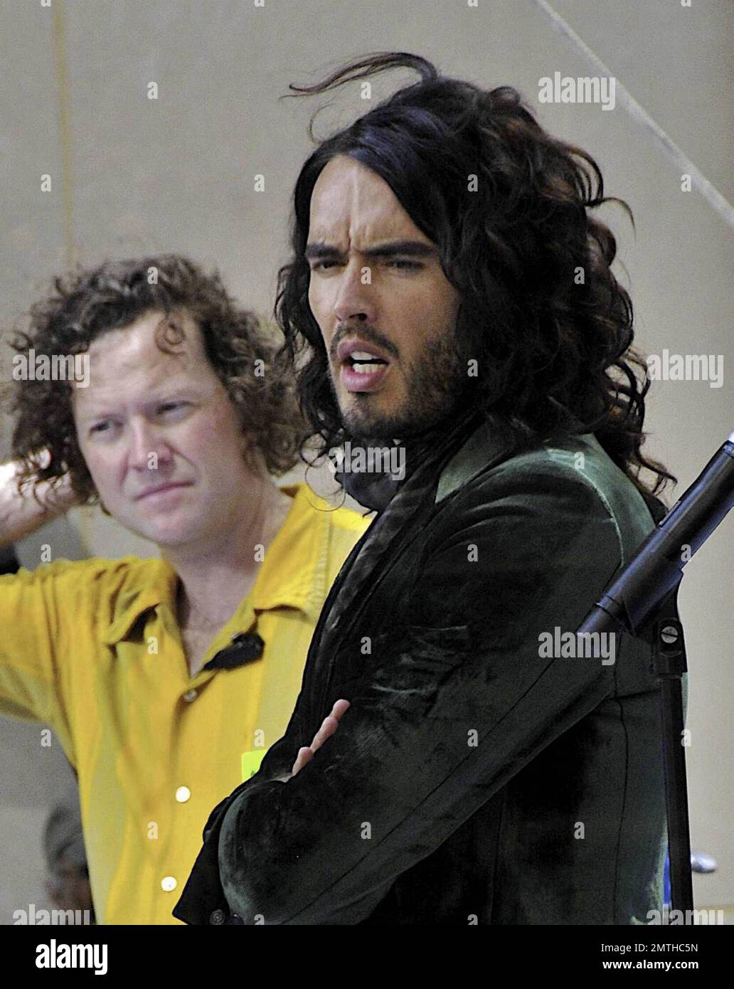 Russell Brand films his new movie "Get Him to the Greek" on set at NBC ...