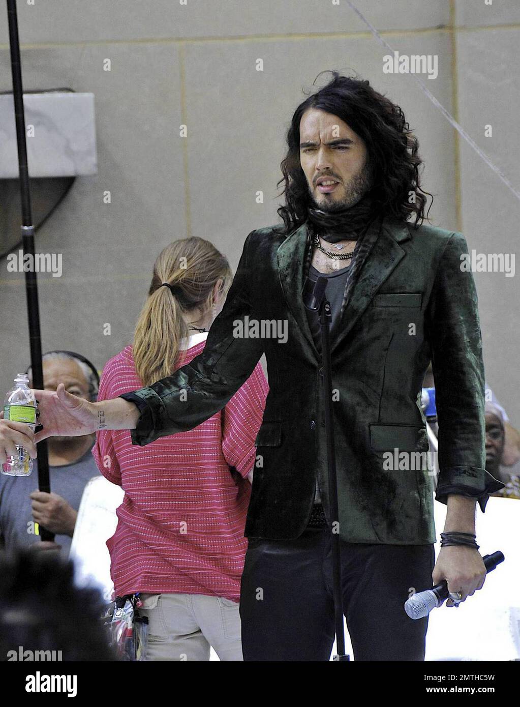 Russell Brand films his new movie "Get Him to the Greek" on set at NBC ...