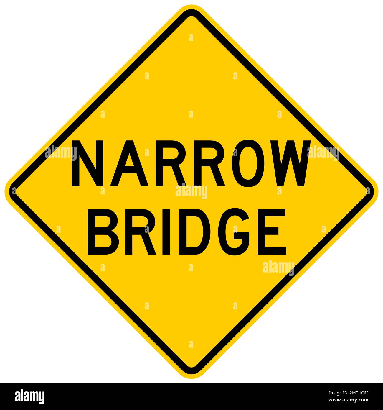 Narrow bridge warning sign Stock Photo - Alamy