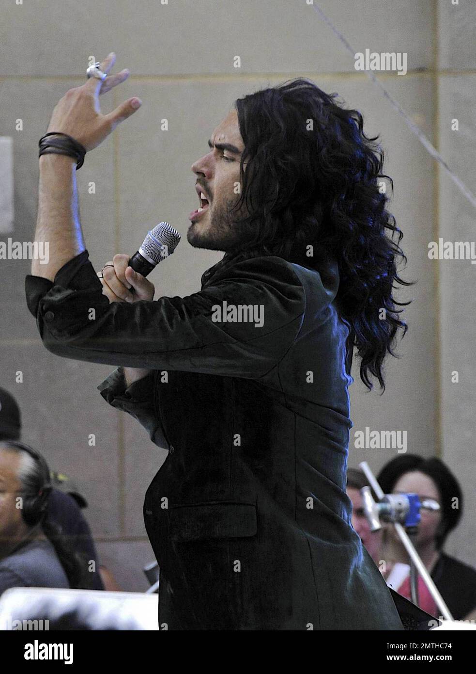 Russell Brand films his new movie "Get Him to the Greek" on set at NBC ...