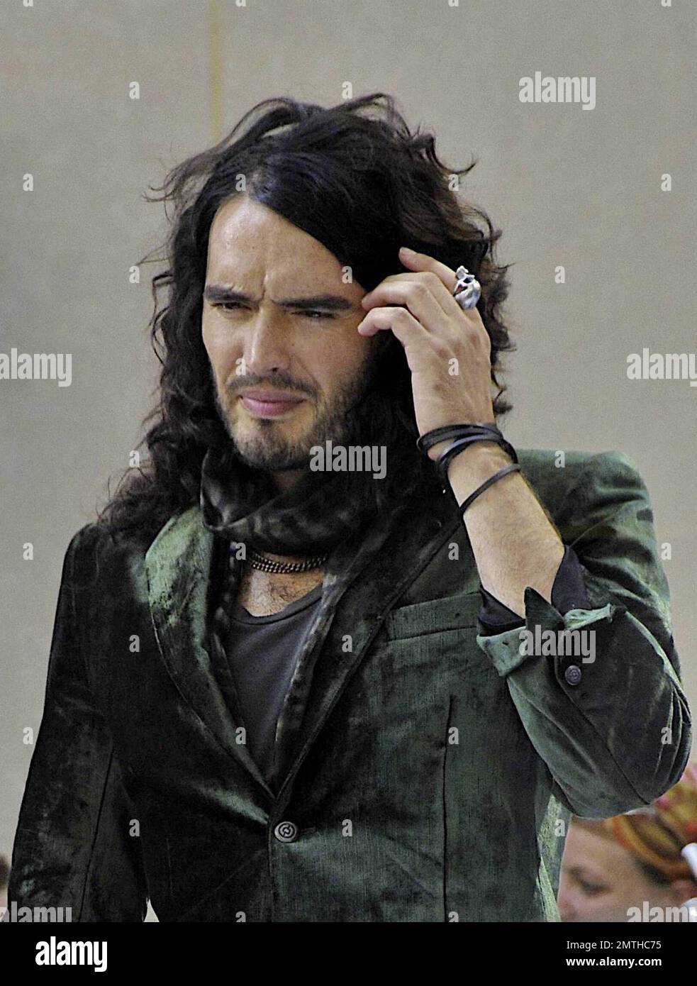 Russell Brand films his new movie "Get Him to the Greek" on set at NBC ...