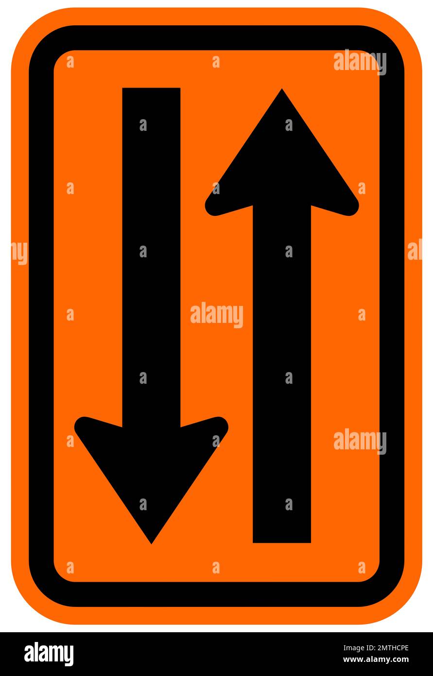 Opposing traffic divider warning sign Stock Photo - Alamy