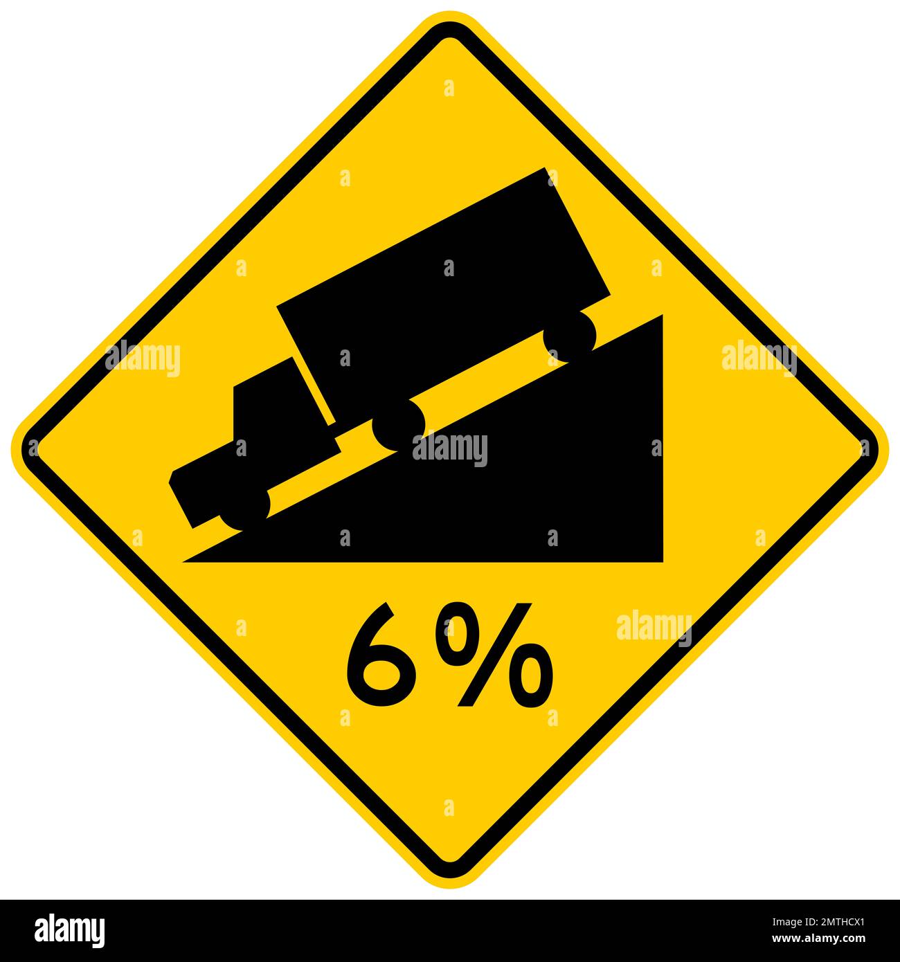 Hill with percentage grade warning sign Stock Photo - Alamy