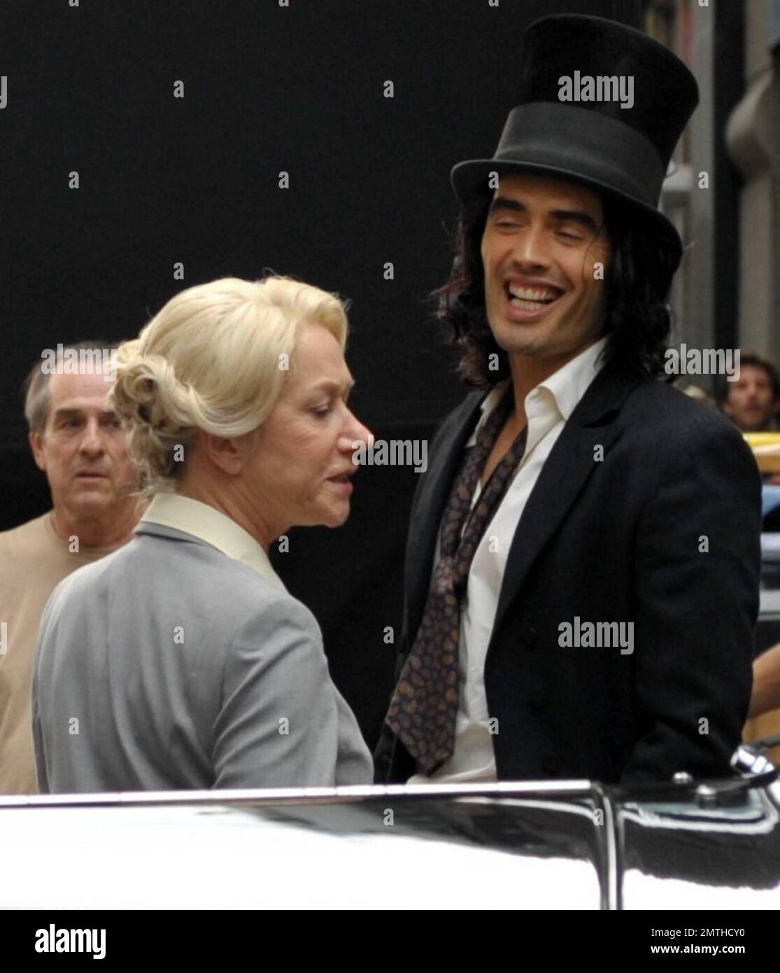 Actor and comedian Russell Brand, clad in a top hat and tailcoat ...
